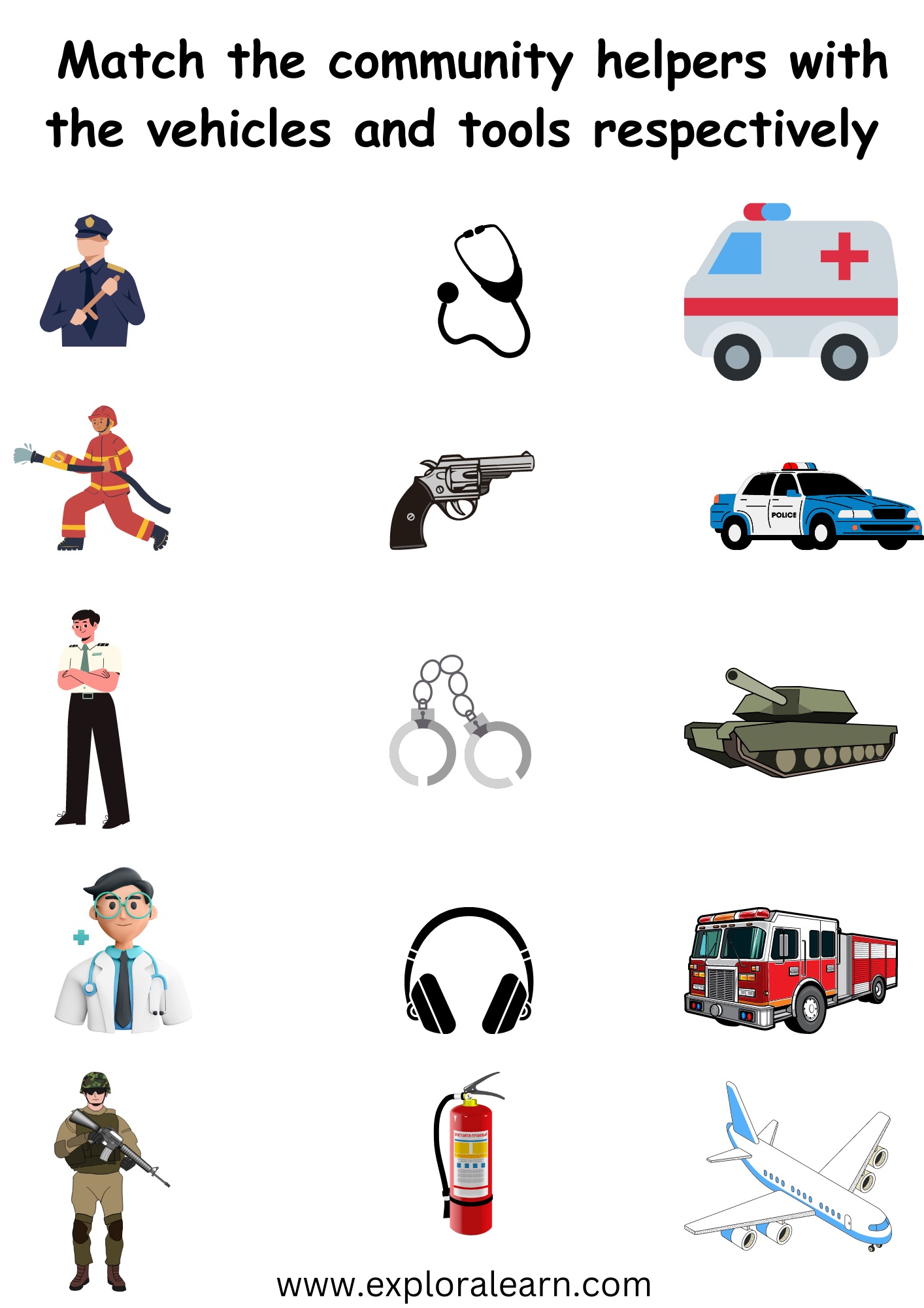 Community Helpers Tools Worksheets For Preschool And Kindergarten 2 To