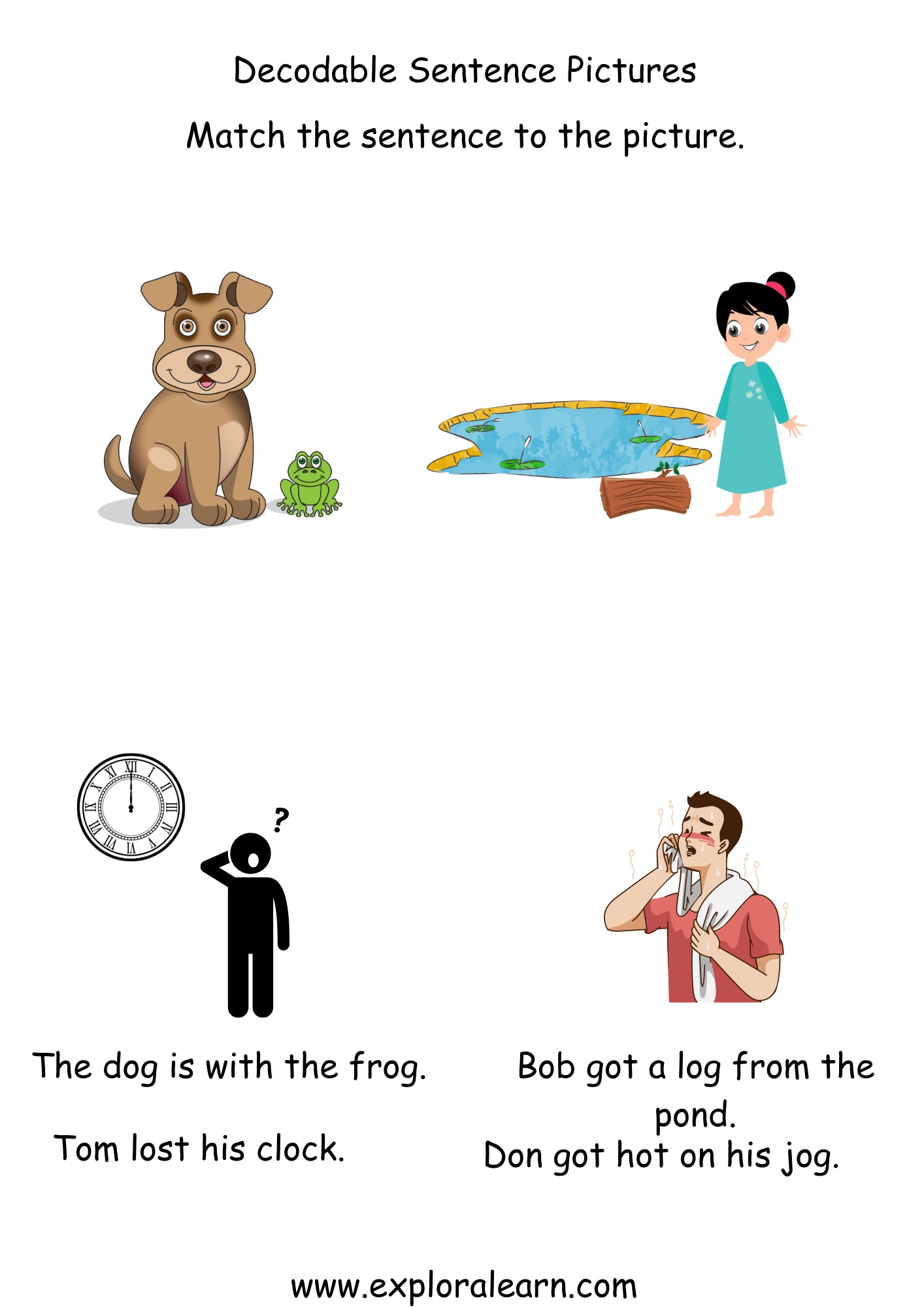Picture Perfect Learning Match The Sentence With Picture Worksheets