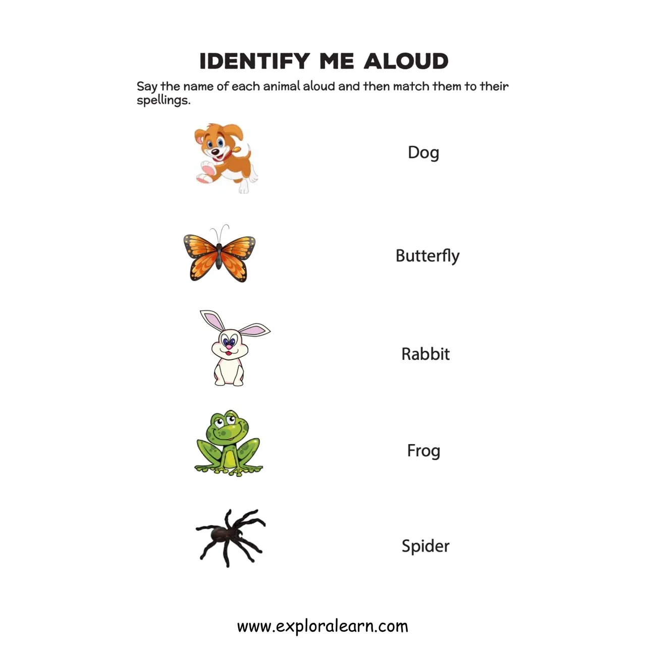 Free Exploralearn Worksheets, Animals Worksheets,Animal Identification