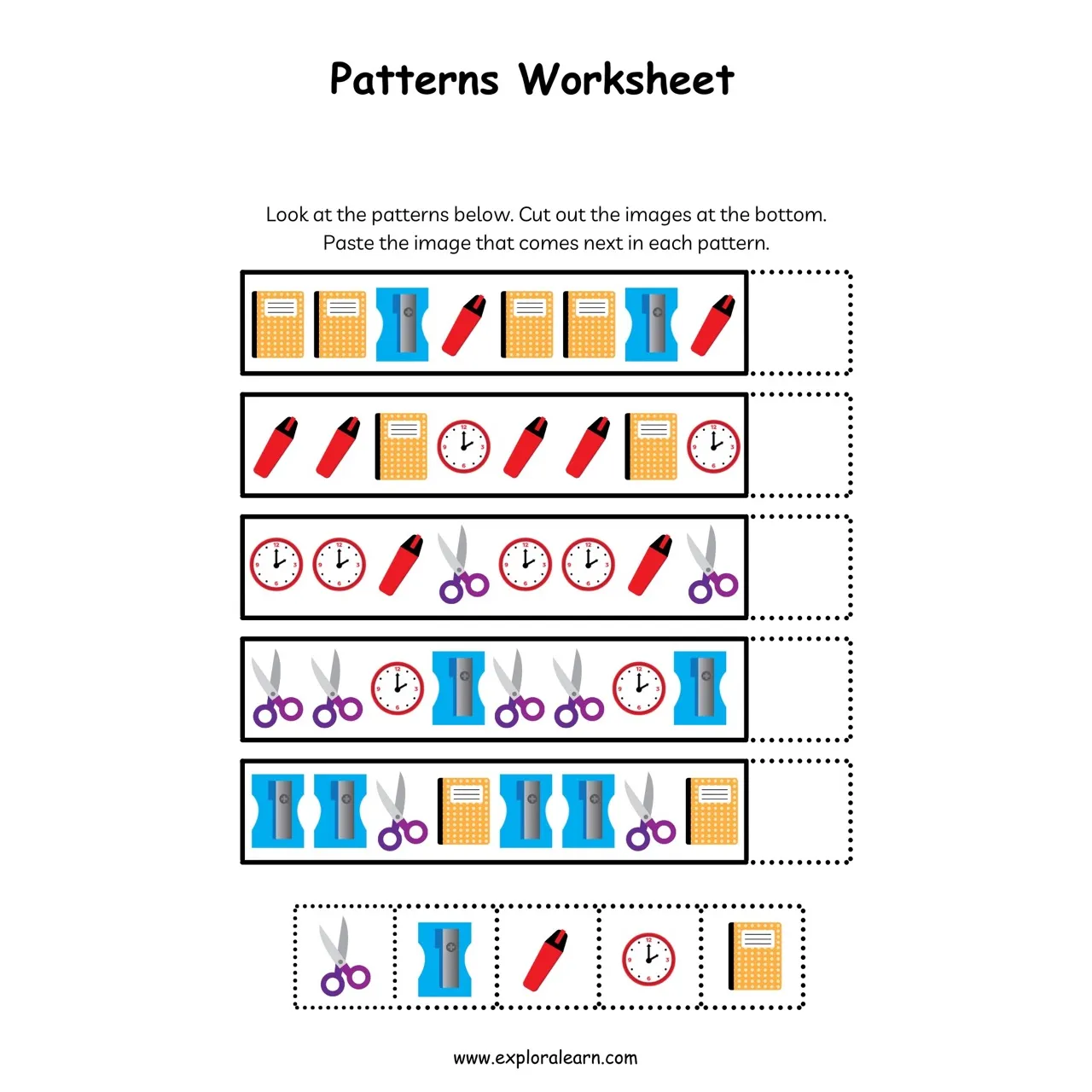 Free Exploralearn Worksheets, Logical Worksheets,Patterns Level 2