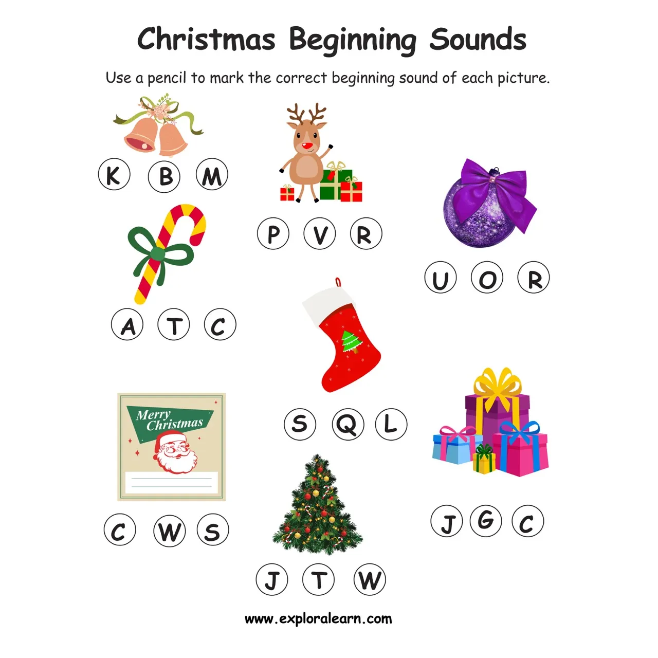 Free Exploralearn Worksheets, beginning sound worksheet