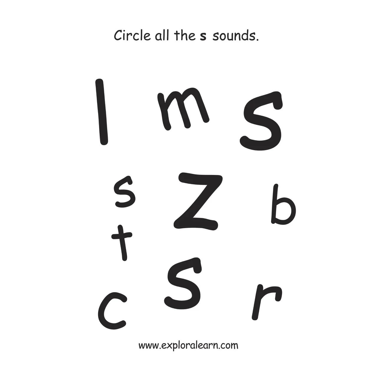 Free Exploralearn Worksheets, beginning sound worksheet