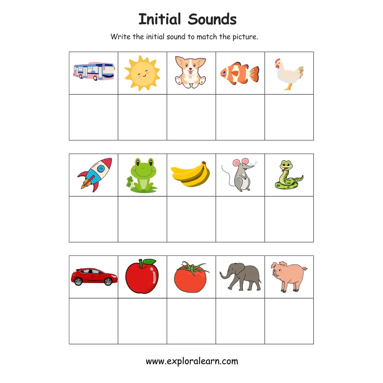 Free Exploralearn Worksheets, beginning sound worksheet