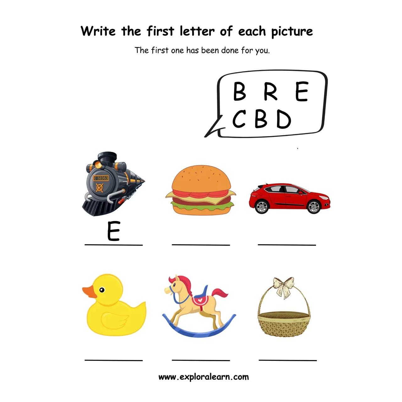 Free Exploralearn Worksheets, beginning sound worksheet