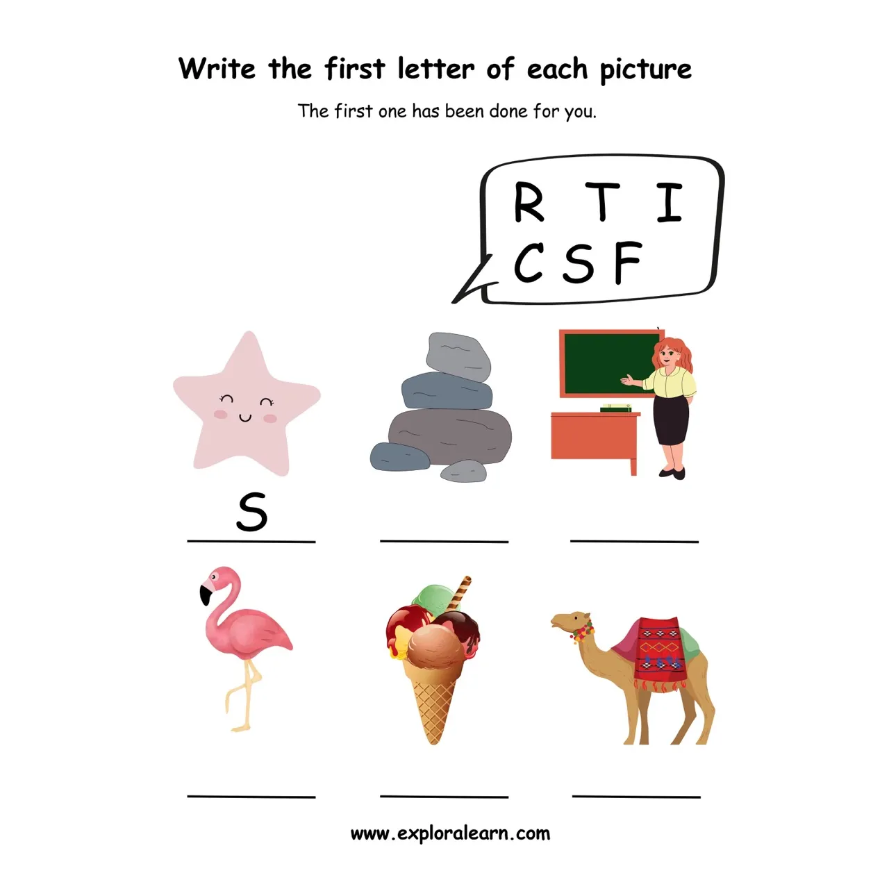 Free Exploralearn Worksheets, beginning sound worksheet