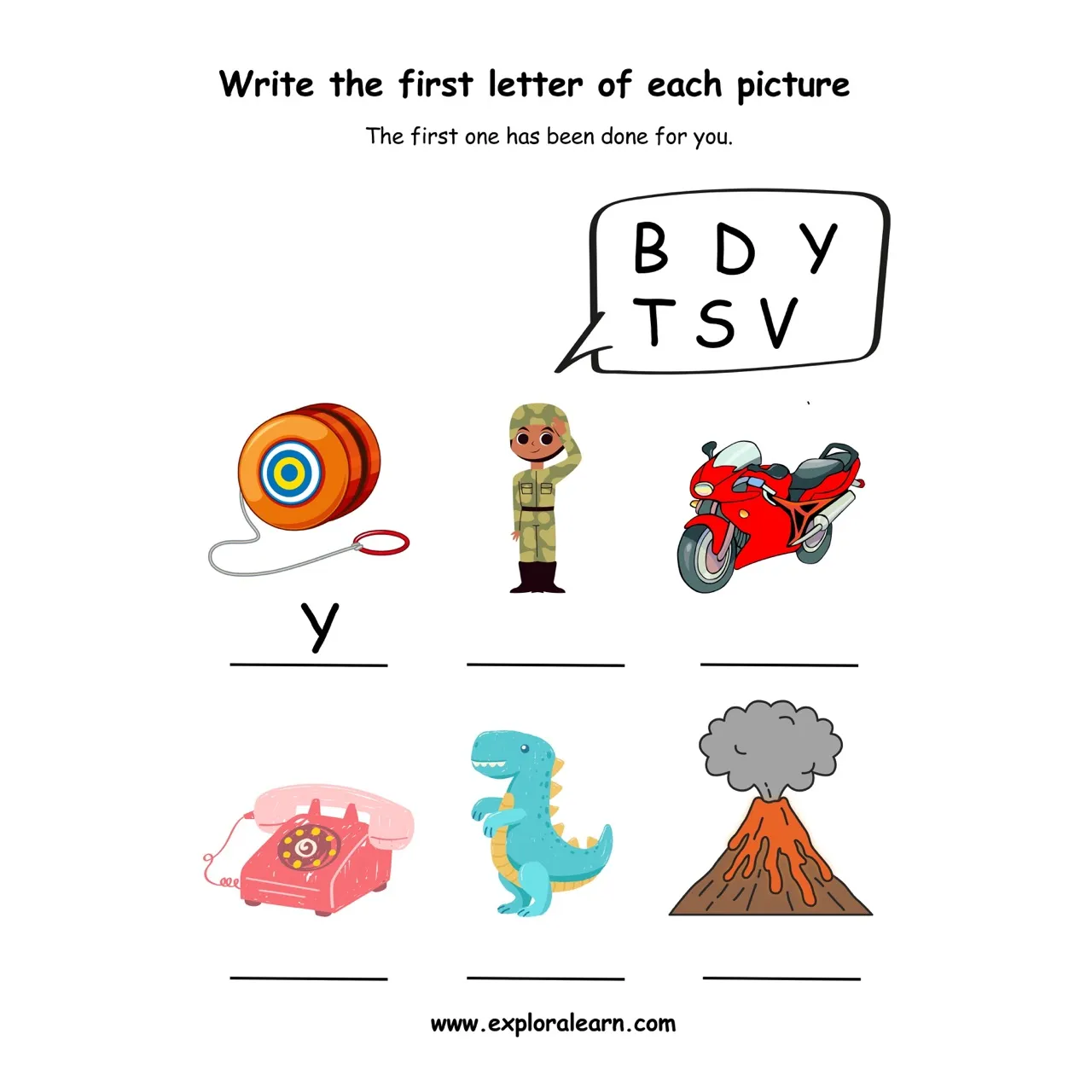 Free Exploralearn Worksheets, beginning sound worksheet