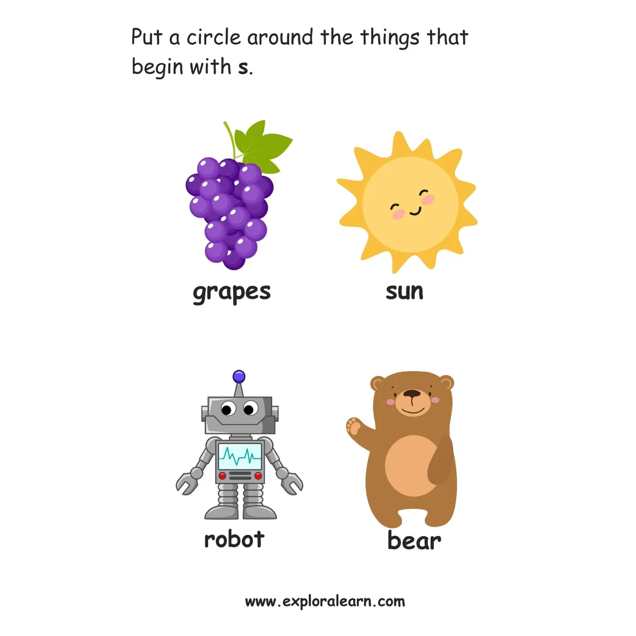Free Exploralearn Worksheets, beginning sound worksheet s