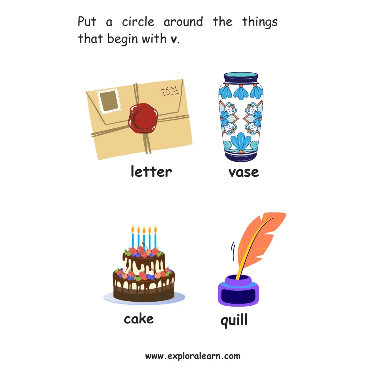 Free Exploralearn Worksheets, beginning sound worksheet v