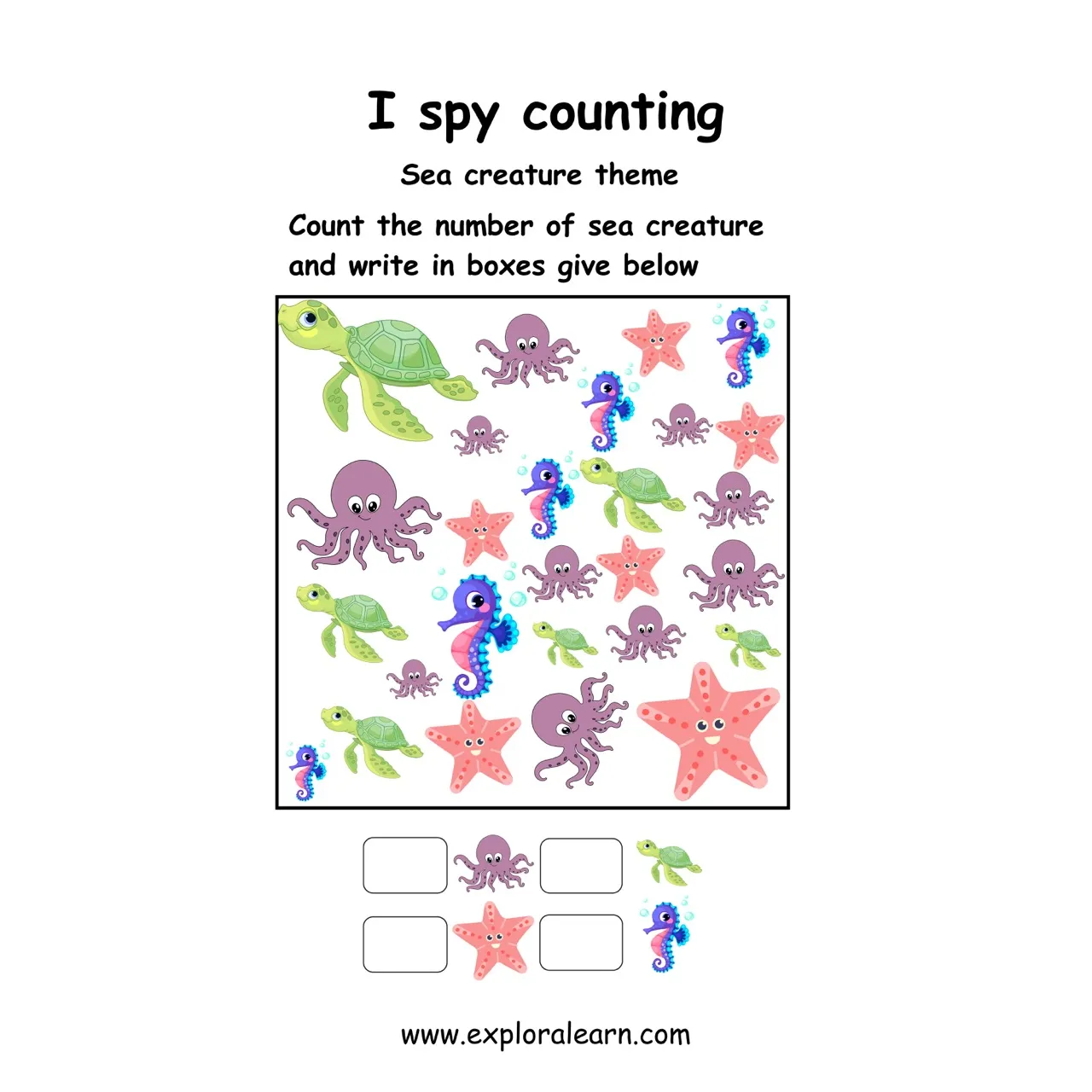 Free Exploralearn Worksheets, Counting worksheet