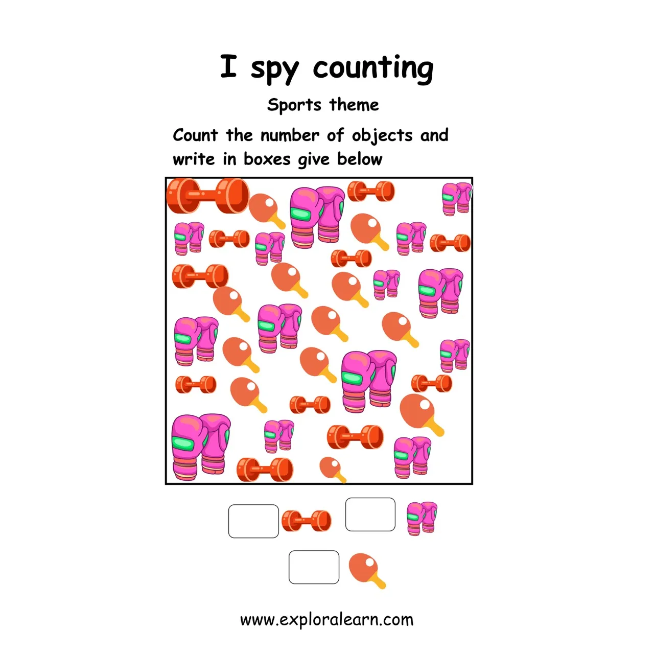 Free Exploralearn Worksheets, Counting worksheet