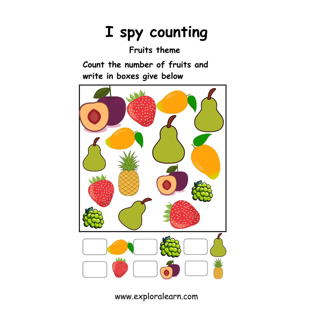 Free Exploralearn Worksheets, Counting worksheet