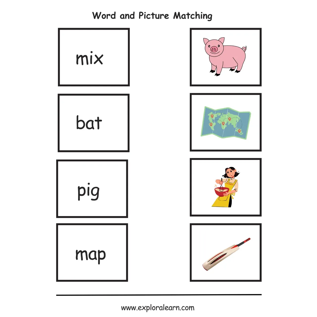 Free Exploralearn Worksheets, CVC Practice Worksheet