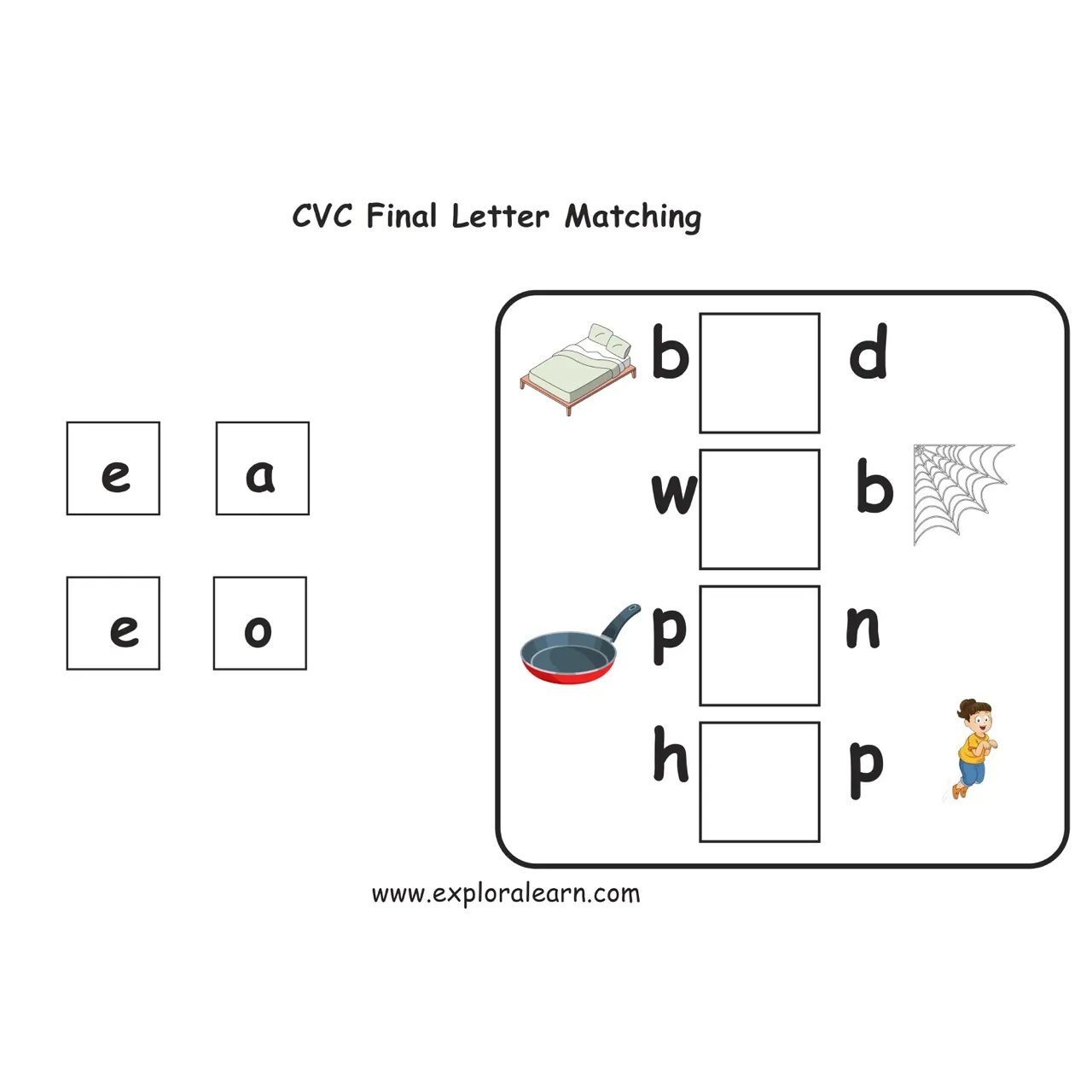 Free Exploralearn Worksheets Cvc Practice Worksheet
