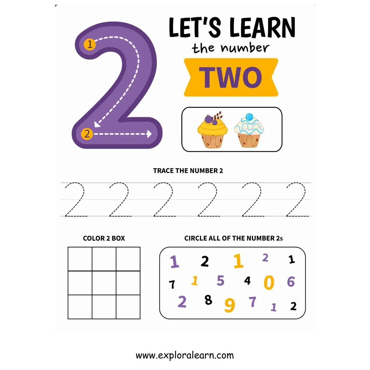 Free Exploralearn Worksheets, Number Writing Practice worksheet 2