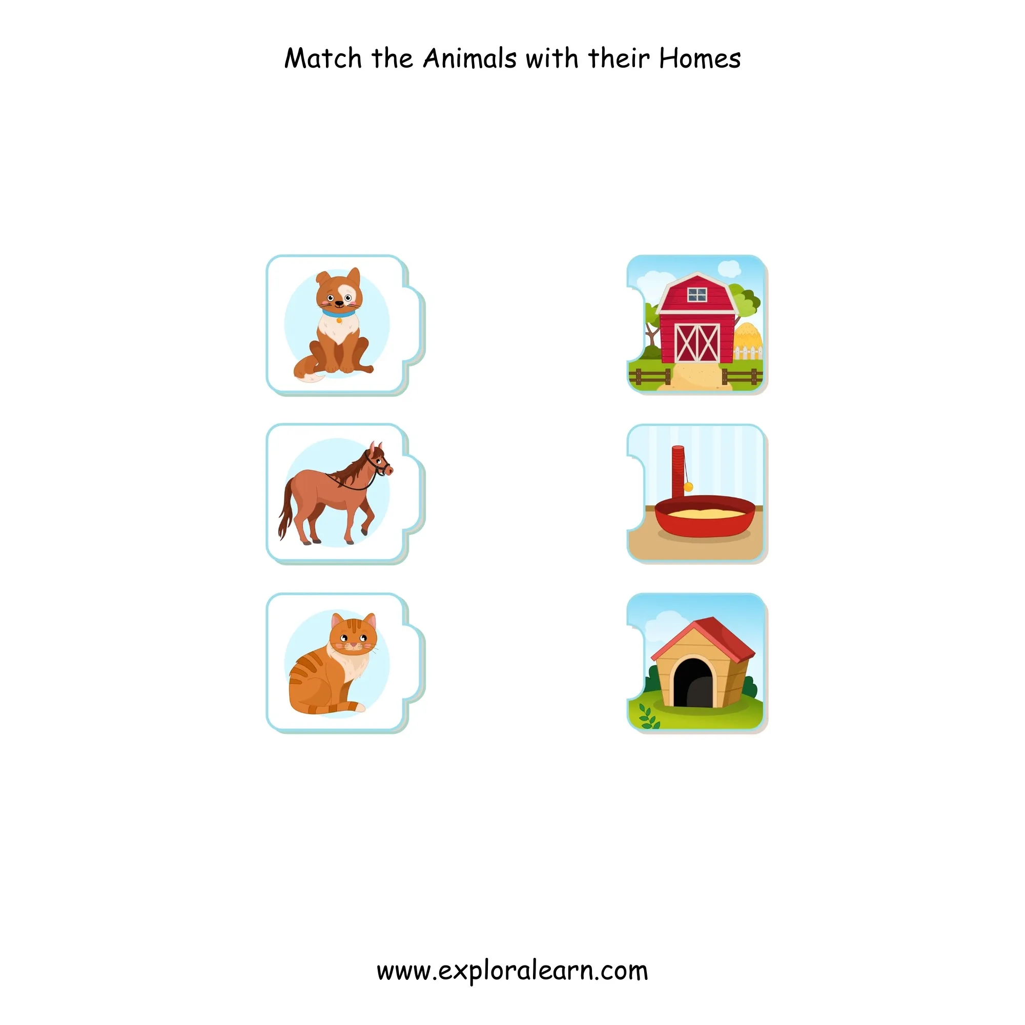 Free Exploralearn Worksheets, Animals Worksheets,Animal and Homes