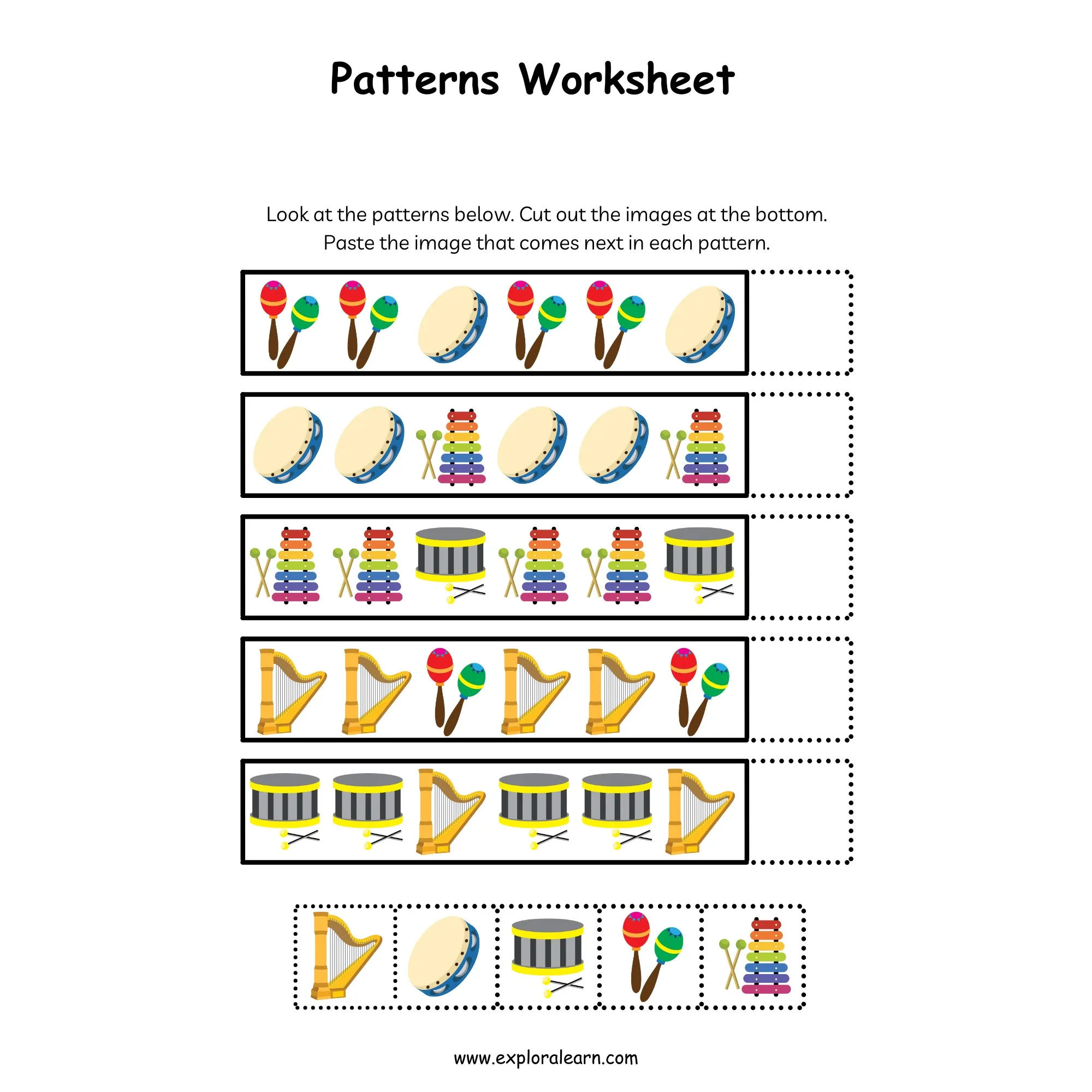Free Exploralearn Worksheets, Logical Worksheets,Patterns Level 1