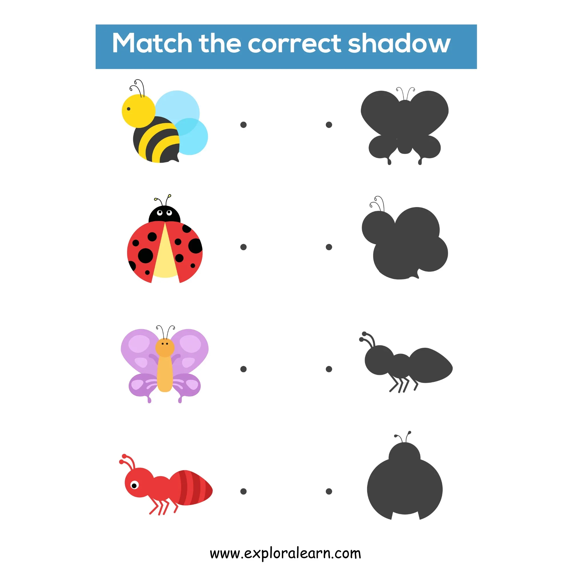 Free Exploralearn Worksheets, Logical Worksheets,Shadow Matching Level 1