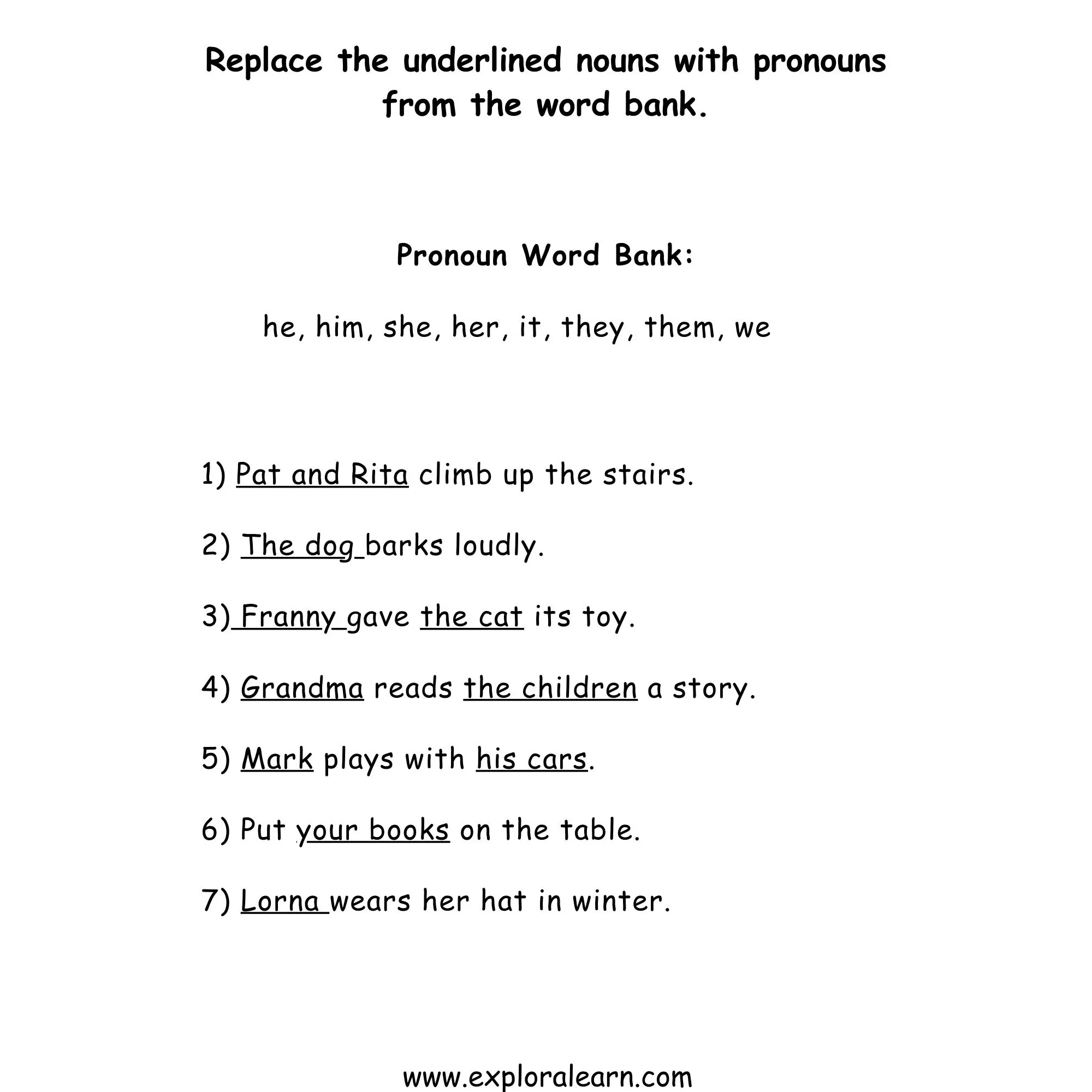 Free Exploralearn Worksheets, Class 1 English Grammar Worksheets ...