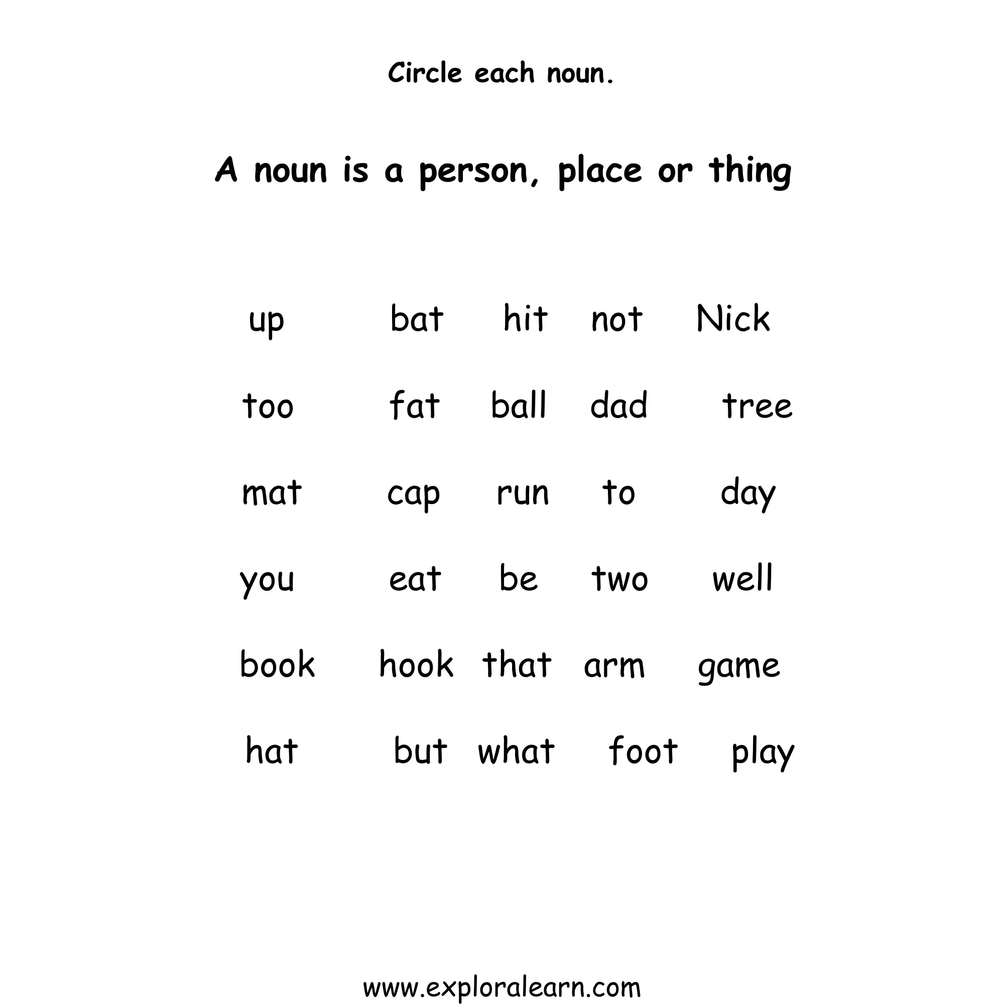 Free Exploralearn Worksheets, Class 1 English Grammar Worksheets ...