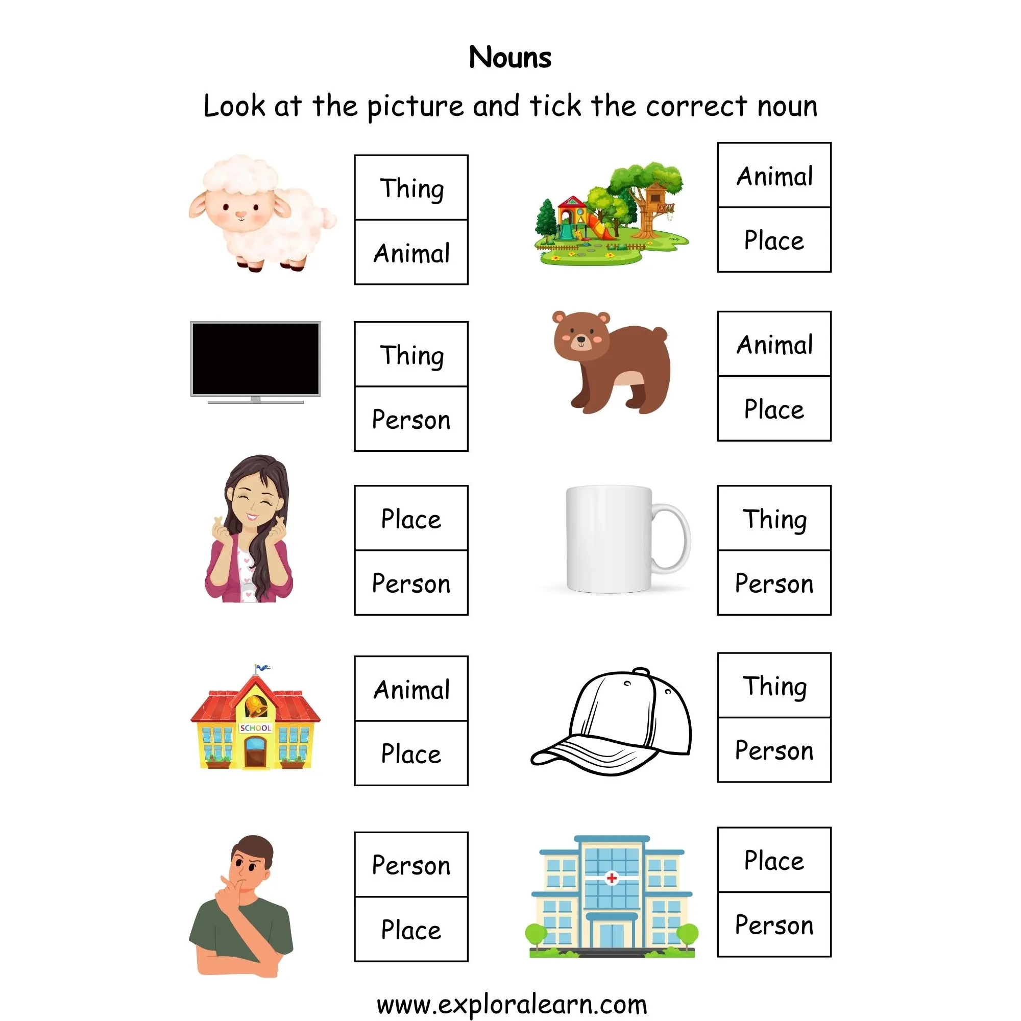 Free Exploralearn Worksheets, Class 1 English Grammar Worksheets ...