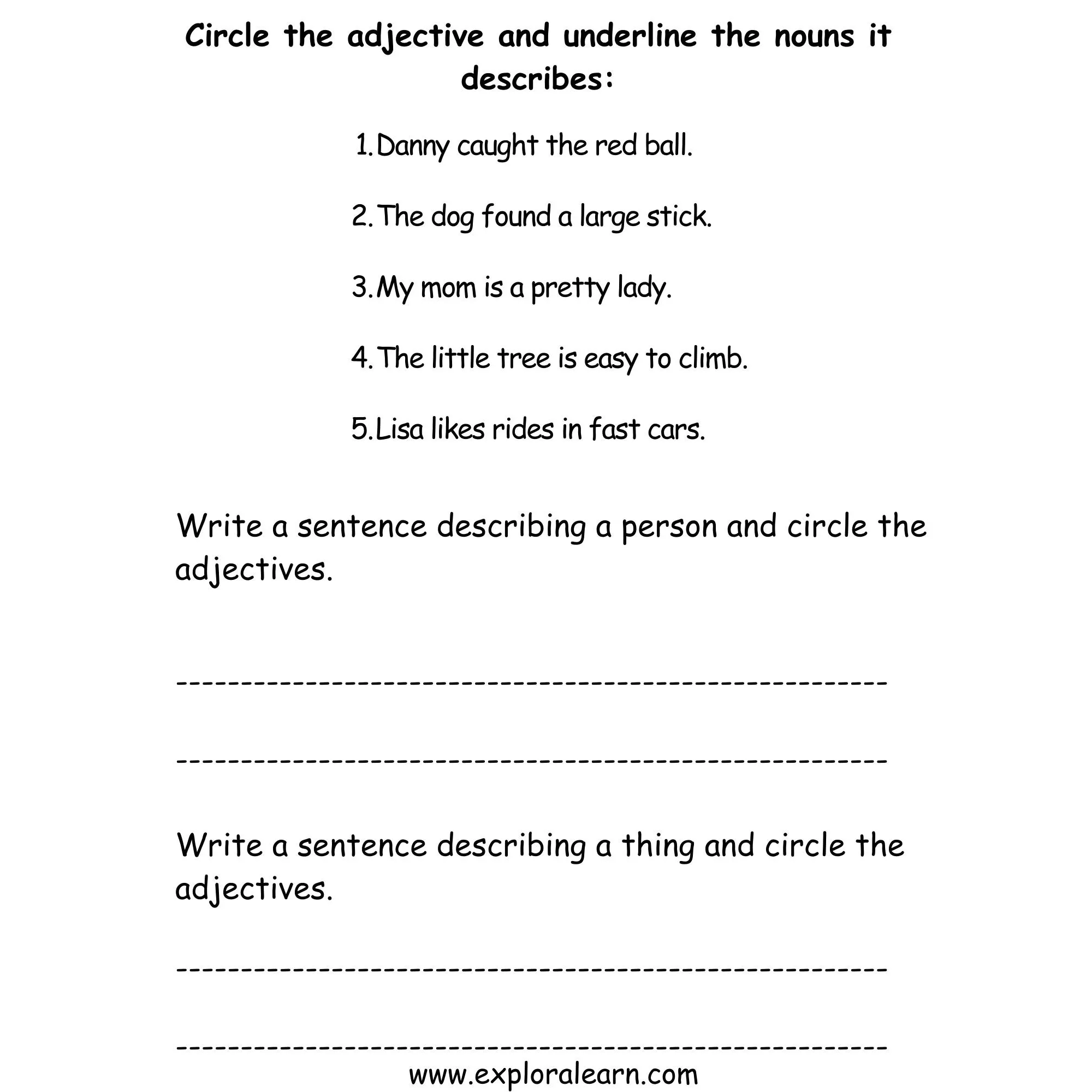 Free Exploralearn Worksheets, Class 1 English Grammar Worksheets ...