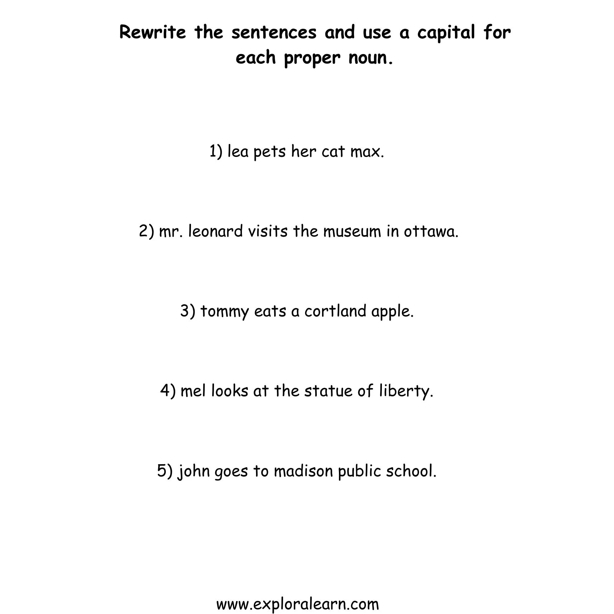 Free Exploralearn Worksheets, Class 1 English Grammar Worksheets,Proper ...