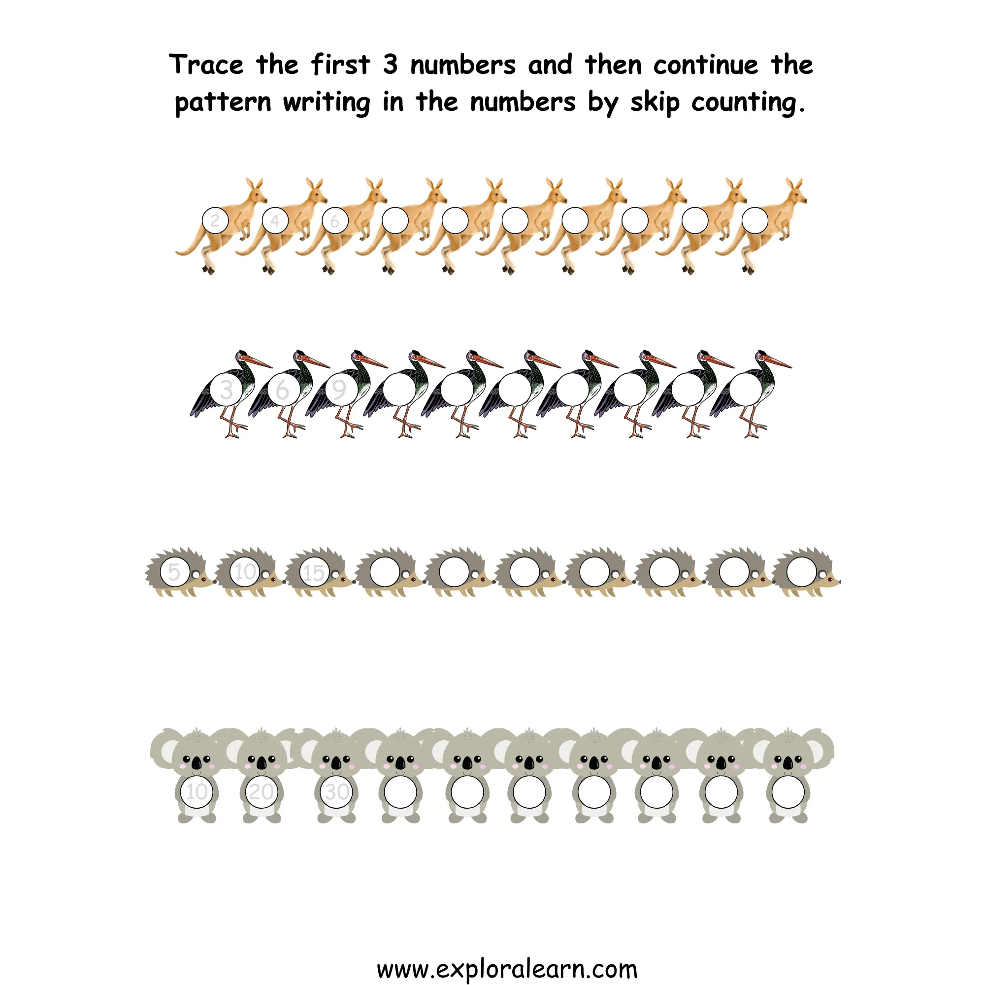 Free Exploralearn Worksheets Free Maths Worksheet Maths Skip Counting ...