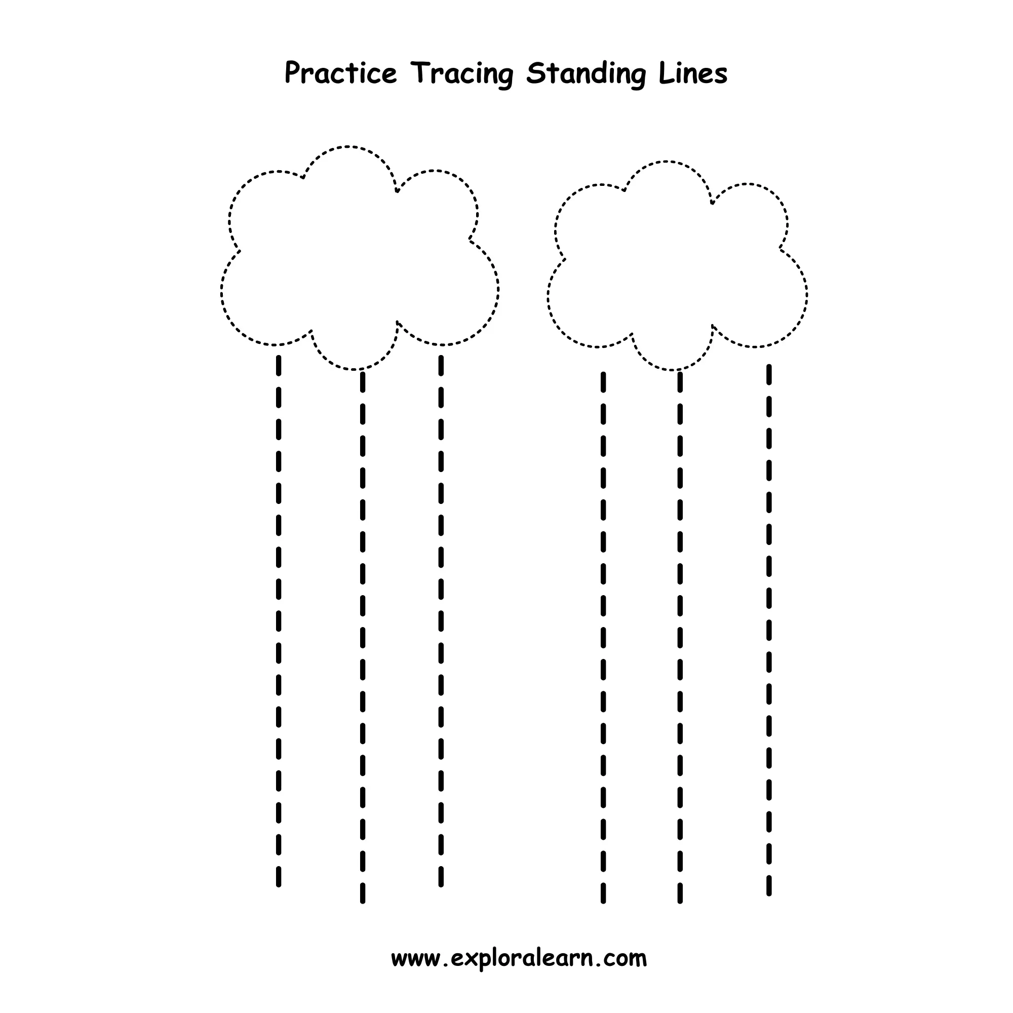 Free Exploralearn Worksheets, Standing Lines Practice worksheet.