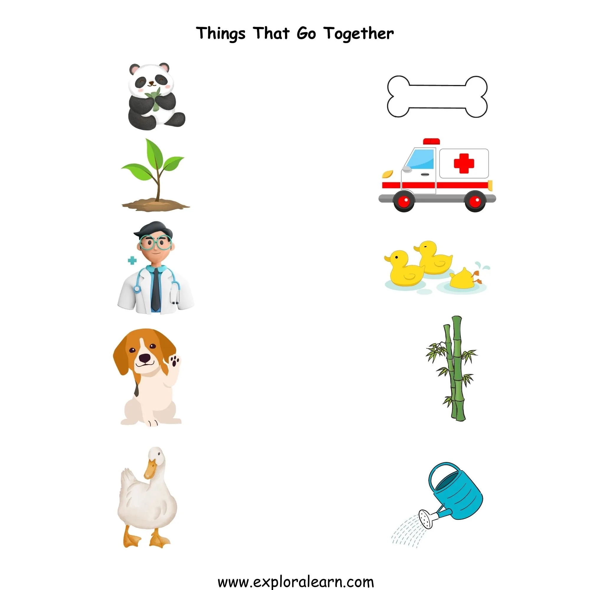 Free Exploralearn Worksheets, Things that Go Together Worksheets,Things ...