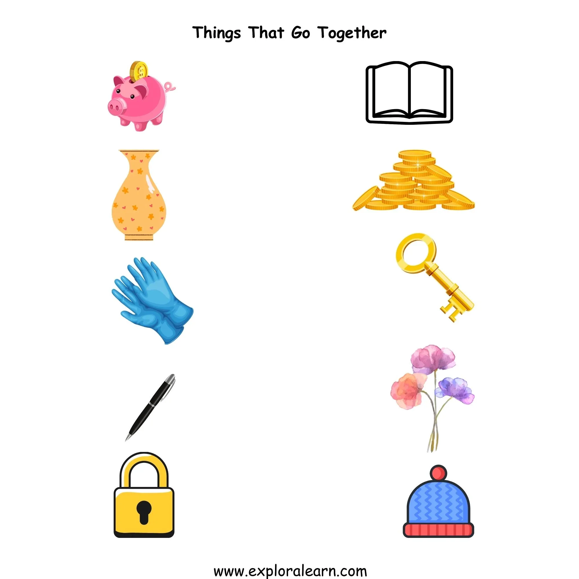 Free Exploralearn Worksheets, Things that Go Together Worksheets,Things ...