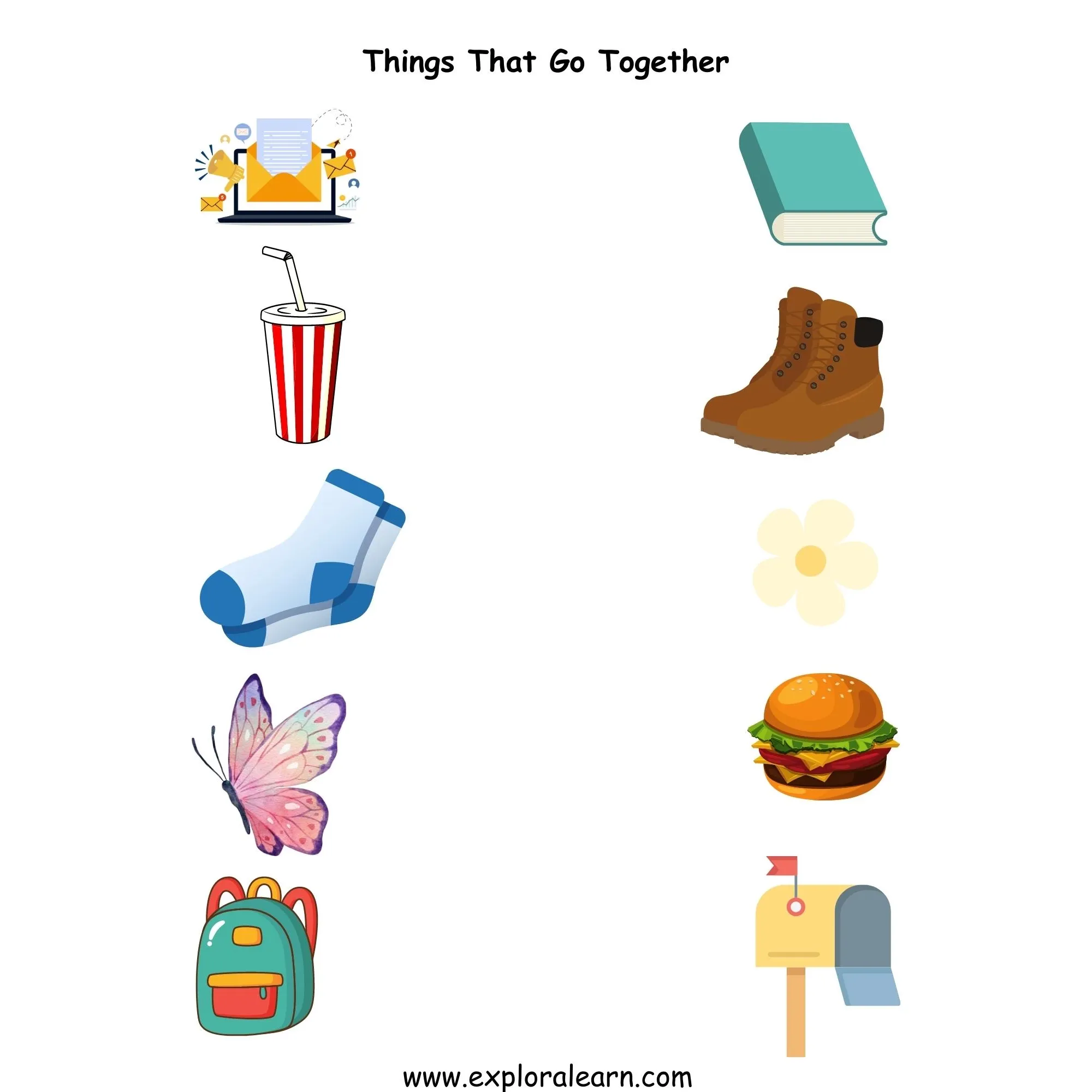 Free Exploralearn Worksheets, Things that Go Together Worksheets,Things ...