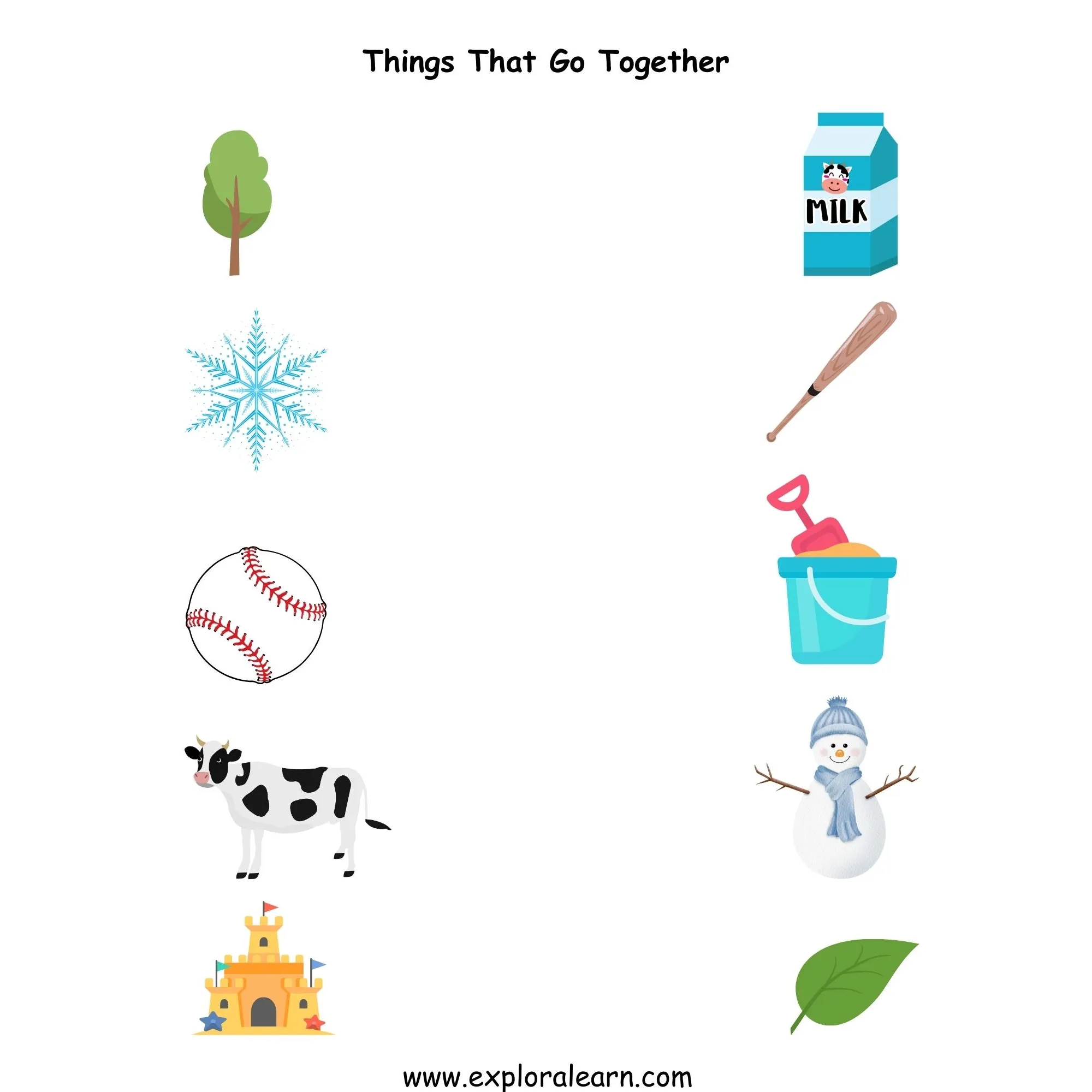 Free Exploralearn Worksheets, Things that Go Together Worksheets,Things ...