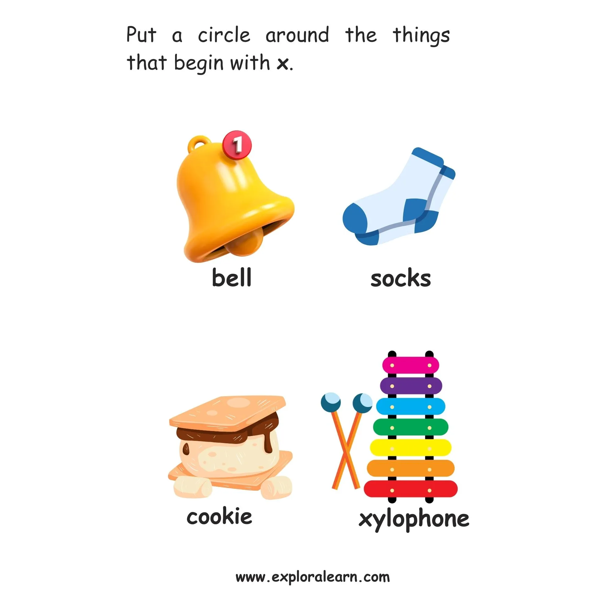 Free Exploralearn Worksheets, beginning sound worksheet x