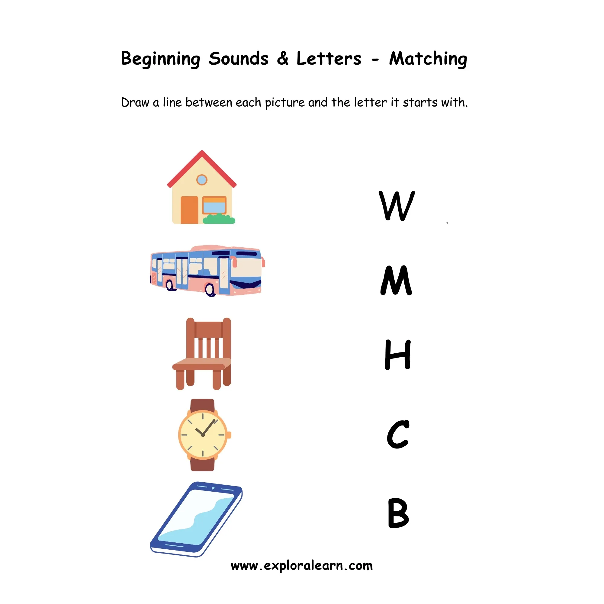 Free Exploralearn Worksheets, beginning sound worksheet