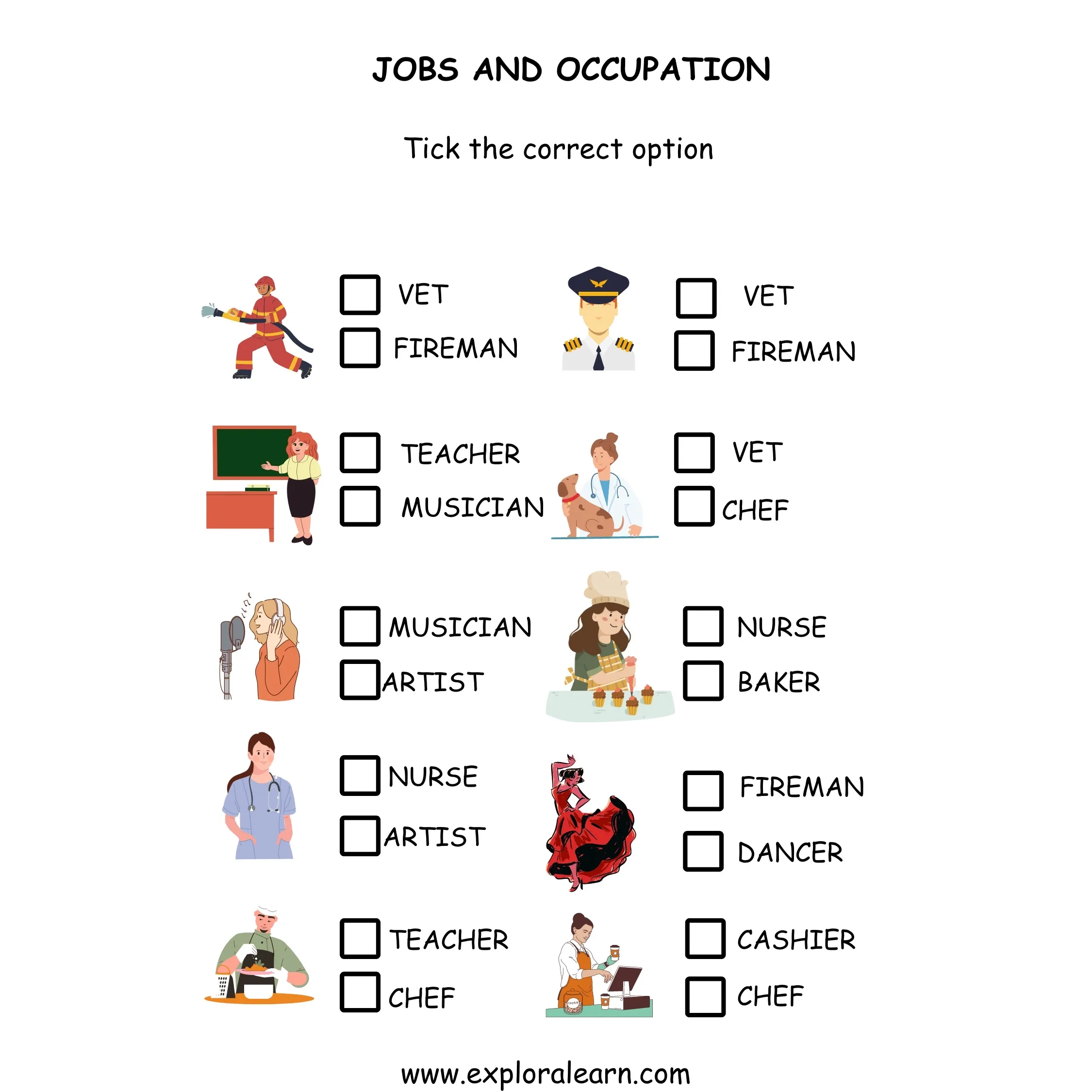 Free Exploralearn Worksheets, Community Helper Worksheets,Community ...