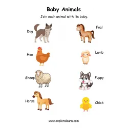 Free Exploralearn Worksheets, Animals Worksheets,Animals and Babies