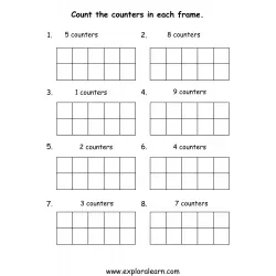 Free Exploralearn Worksheets, Class 1 Maths Worksheets,Frame Counting