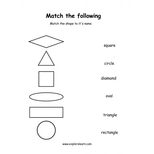 Free Exploralearn Worksheets, Shapes Matching worksheet