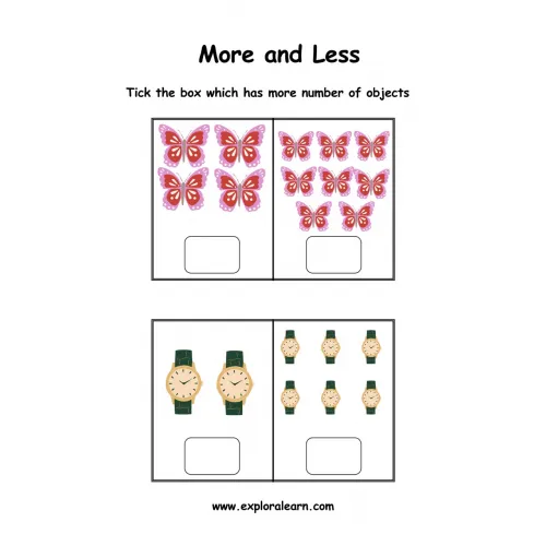 Free Exploralearn Worksheets More Or Less Worksheets