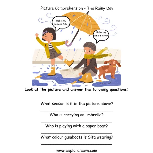 Free Exploralearn Worksheets, Reading Workheets,Picture Comprehension