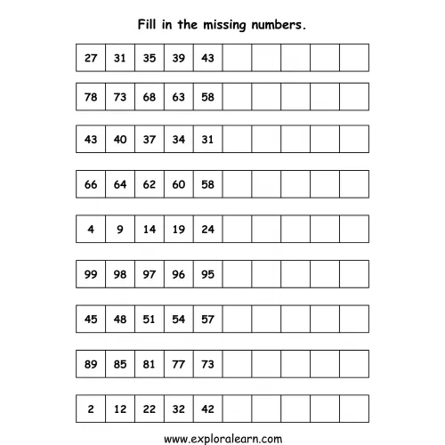 Free Exploralearn Worksheets, Class 1 Maths Worksheets,Extended Patterns