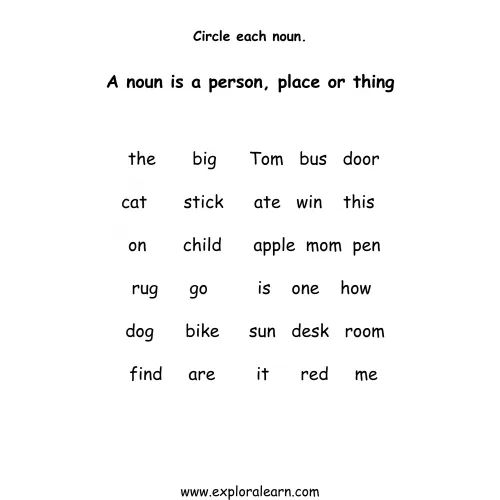 Free Exploralearn Worksheets, Class 1 English Grammar Worksheets ...
