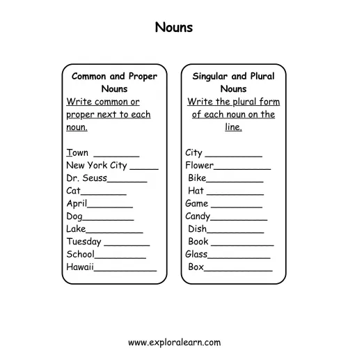 Free Exploralearn Worksheets, Class 1 English Grammar Worksheets ...
