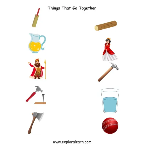 Free Exploralearn Worksheets, Things that Go Together Worksheets,Things ...