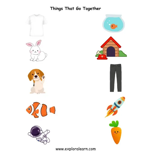 Free Exploralearn Worksheets, Things that Go Together Worksheets,Things ...