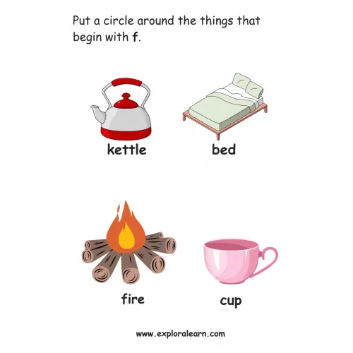 Free Exploralearn Worksheets, beginning sound worksheet f