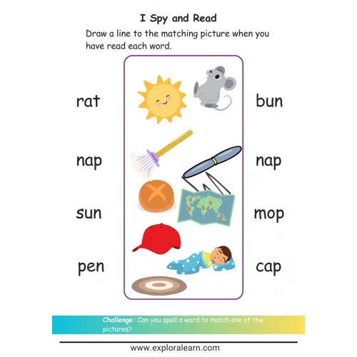 Free Exploralearn Worksheets, CVC Practice Worksheet