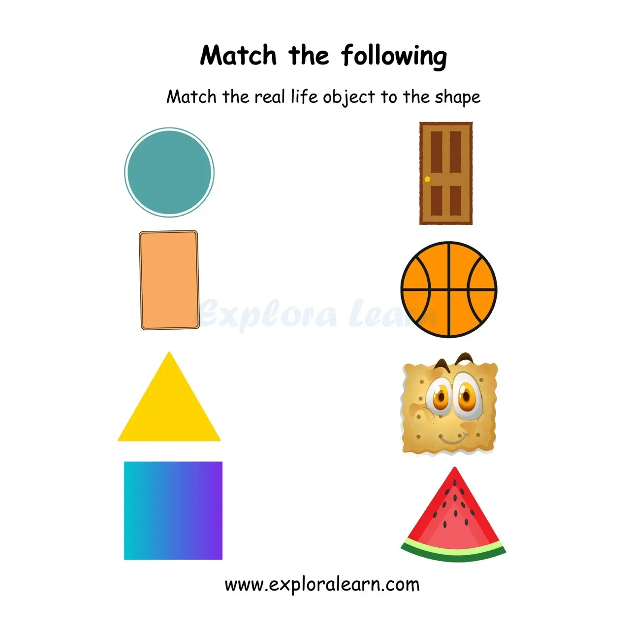 Free Exploralearn Worksheets, Shapes Matching worksheet