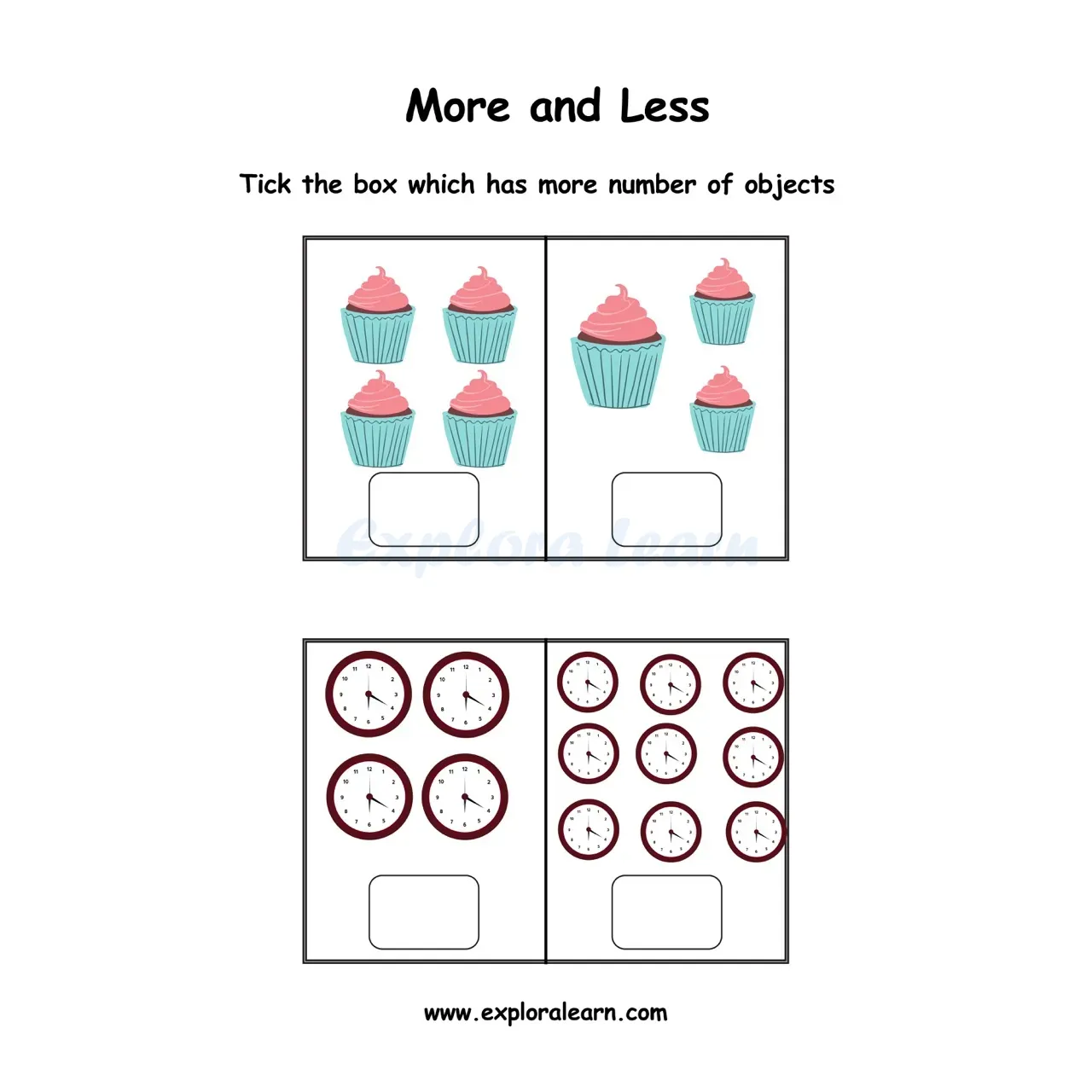 Free Exploralearn Worksheets, More or Less Worksheets