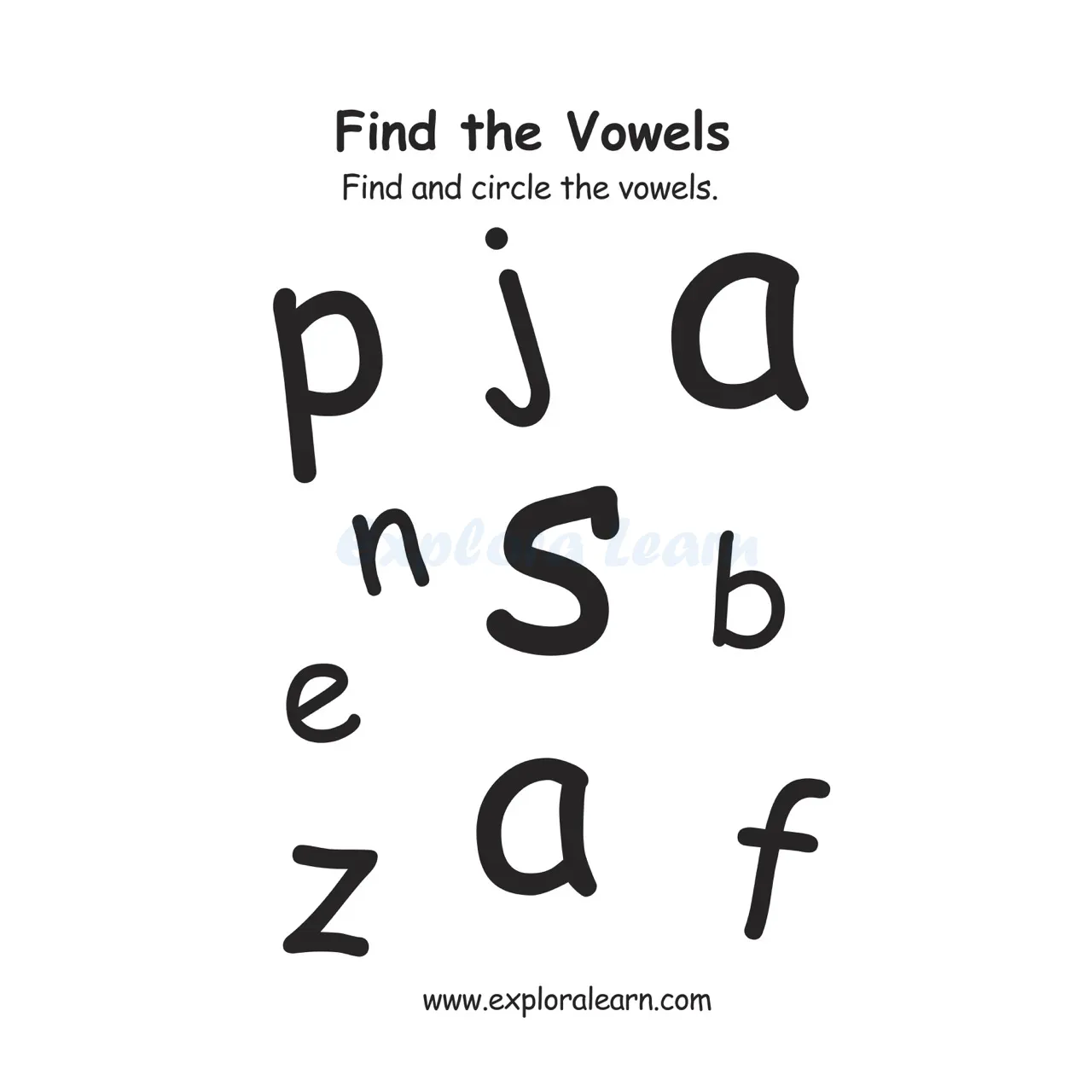 Free Exploralearn Worksheets, Vowel Practice Worksheet